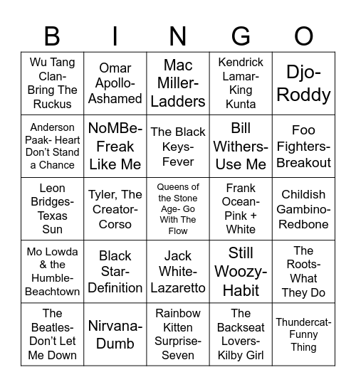 Radio Bingo Adam's Birthday Bingo Card