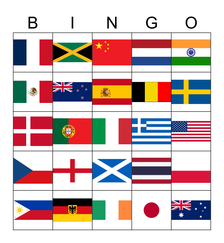 International Booze Bingo Card