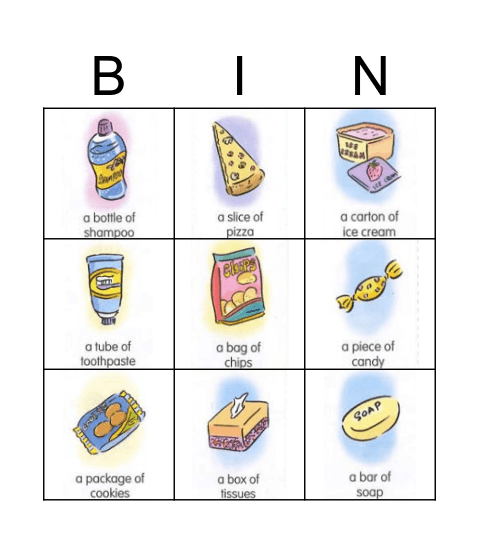 Containers Bingo Card