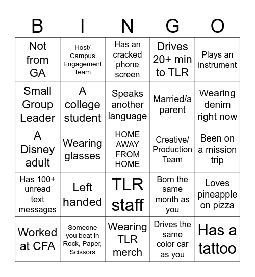 THE LIVING ROOM Bingo Card