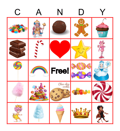 Candy Land Bingo Card