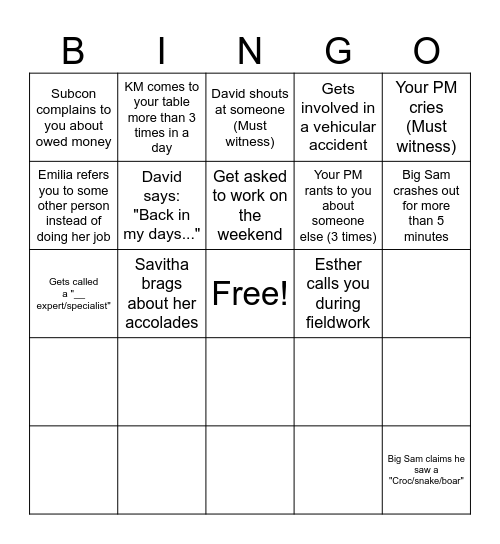 Aircons and Personal Computers Bingo Card