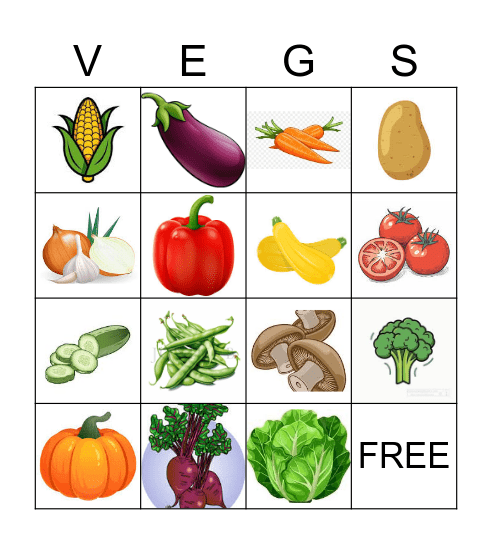 Veggie Bingo Card