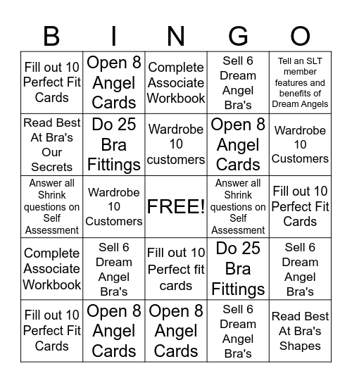 Bra Bingo Card