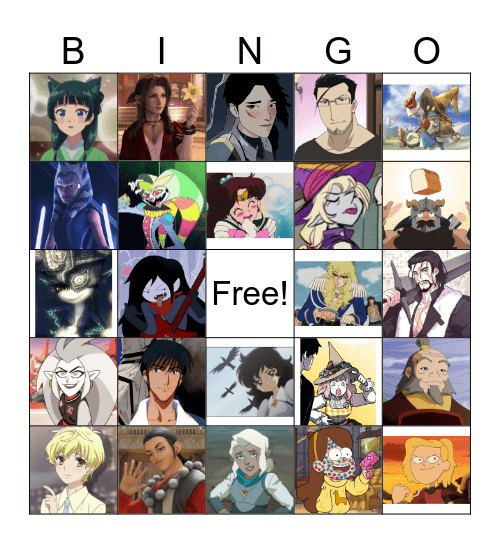 Favorite Characters Bingo Card