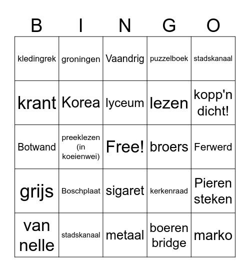 1925 Opa Rinze Douma 2025 Bingo Card