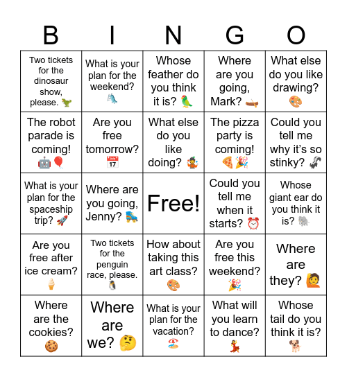 B13 L1-9 Review Questions Bingo Card
