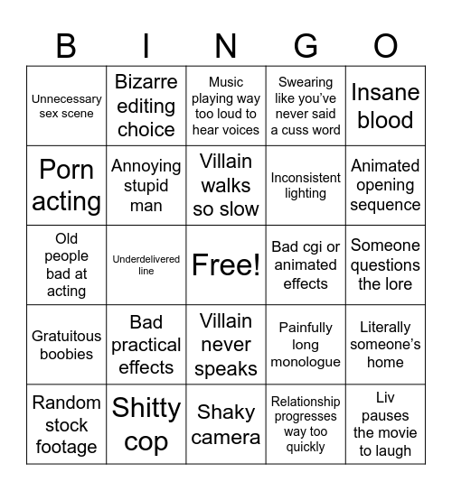 bad tubi horror Bingo Card