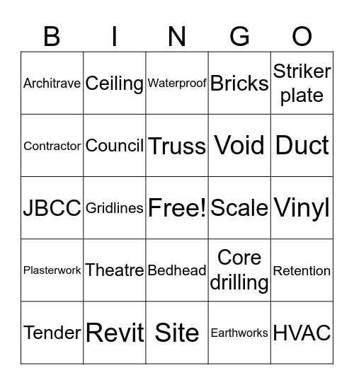 Architectural Bingo Card