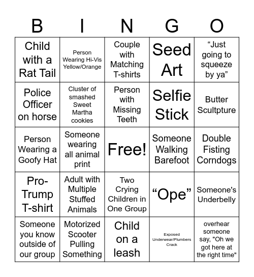 Minnesota State Fair Bingo Card