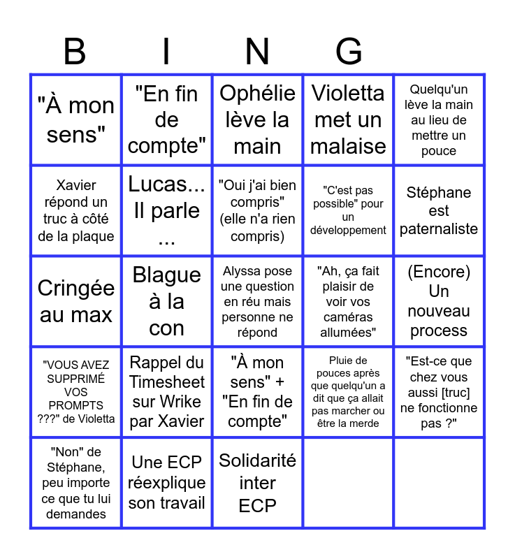Le bingo Skill & You Bingo Card