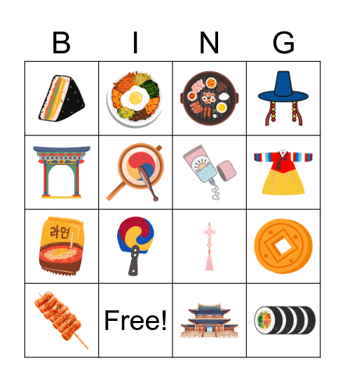 Korean Bingo Card