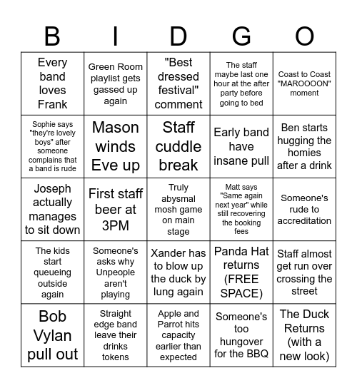 Bingo It Down Bingo Card