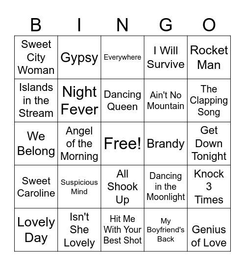 Boogie Bingo Card