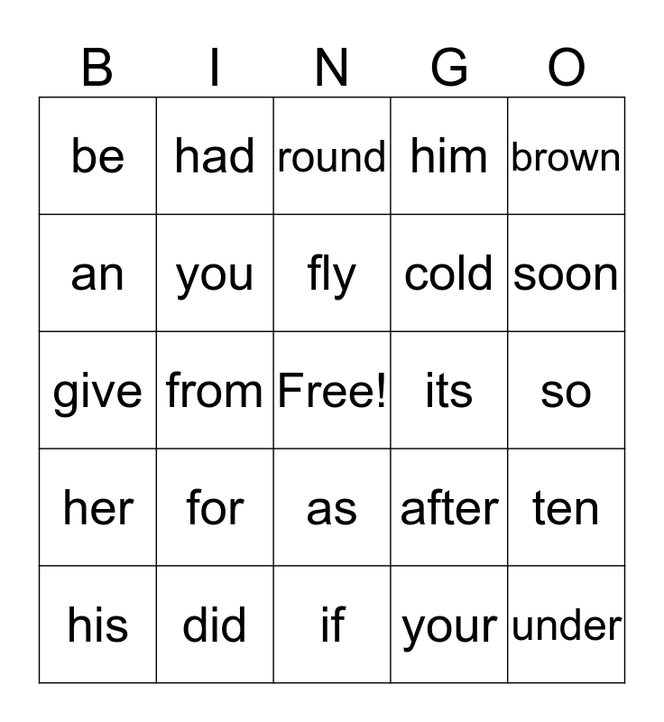 Sight Words-List 4 Bingo Card