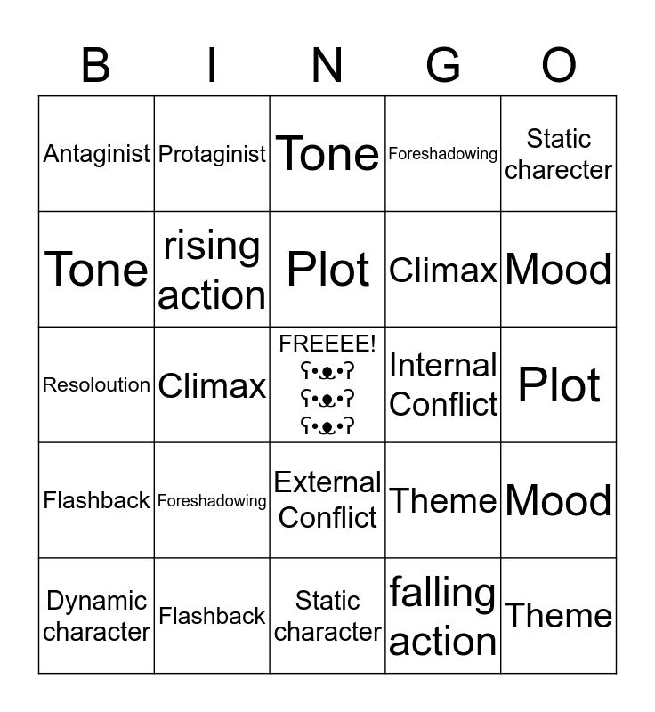 Literary elements Bingo Card