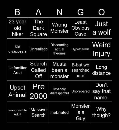 Spooky Story Bingo Card