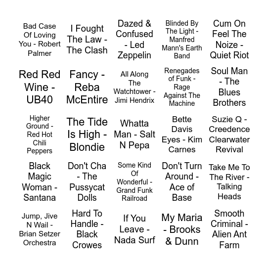 Covers Pt. II Bingo Card