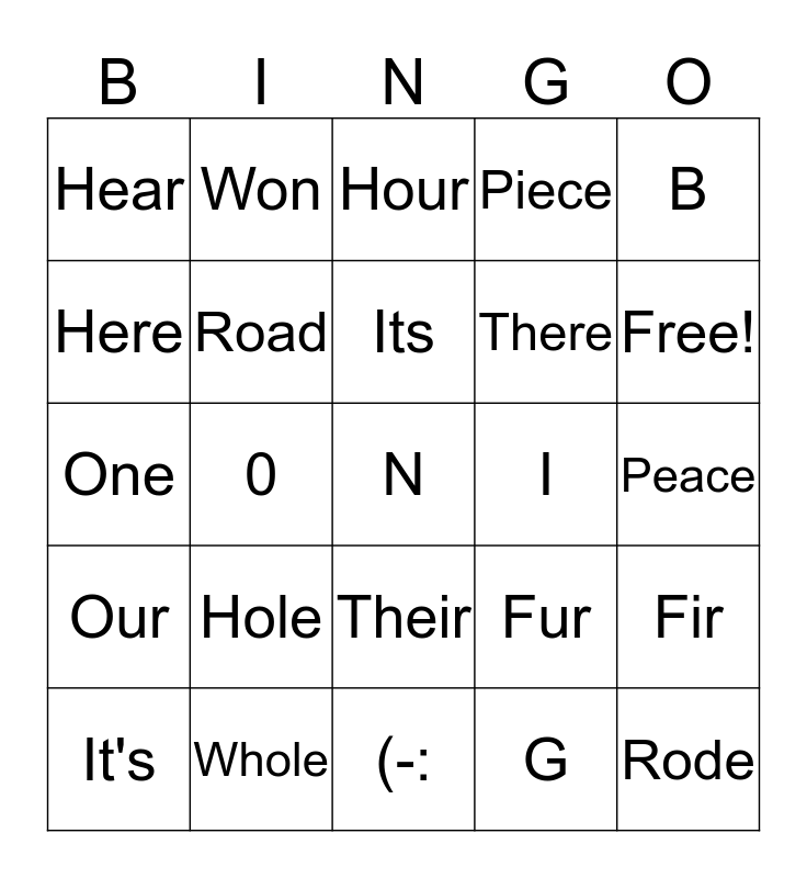 HomoPhone Bingo Card