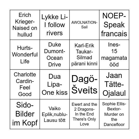 MARIIN TOP HITS SINCE 1994 Bingo Card