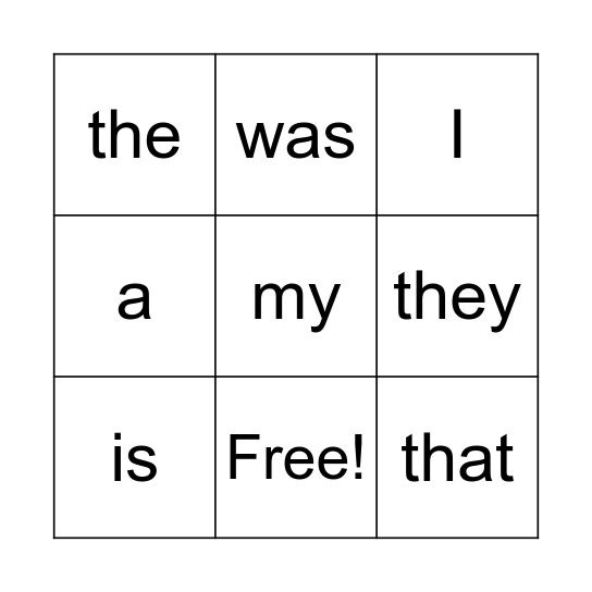 Tricky Words Set 1&2 Bingo Card