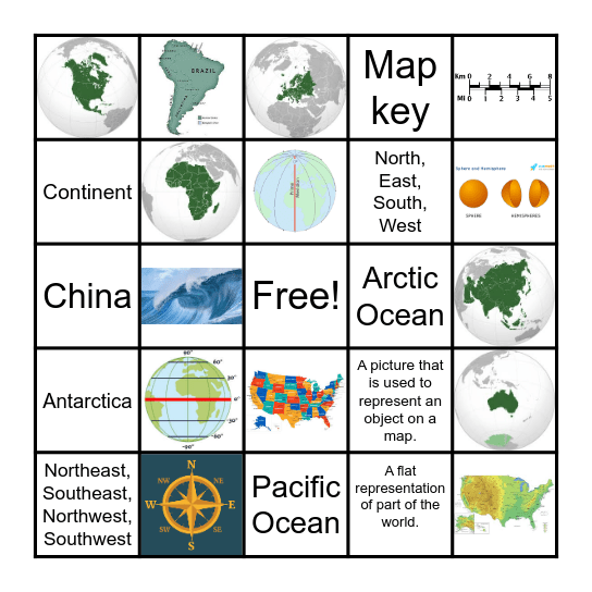 Map Skills Bingo Card