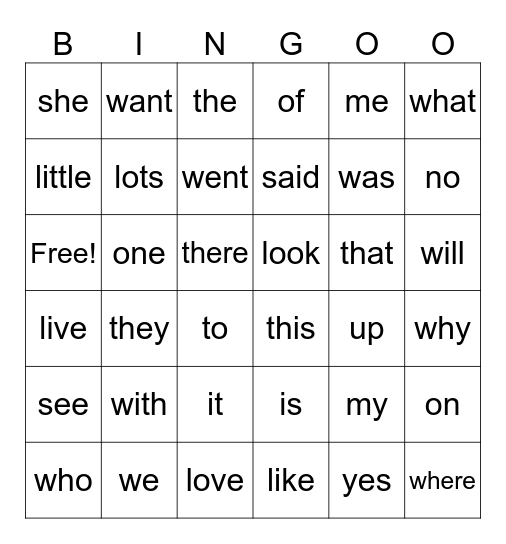 1G Power Word Bingo (2nd half) Bingo Card