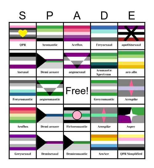 Spade Society Bingo Card