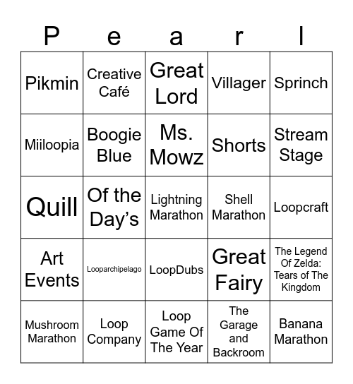 Xin Loop Anniversary (Round 1) Bingo Card