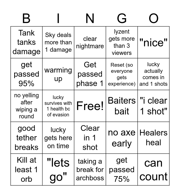 Joy Baiting Bingo Card