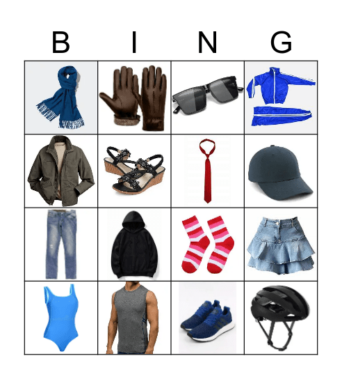 THINGS TO WEAR Bingo Card