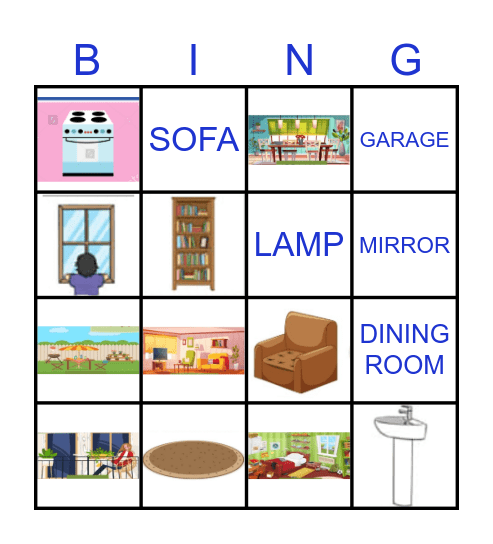 House and objects Bingo Card