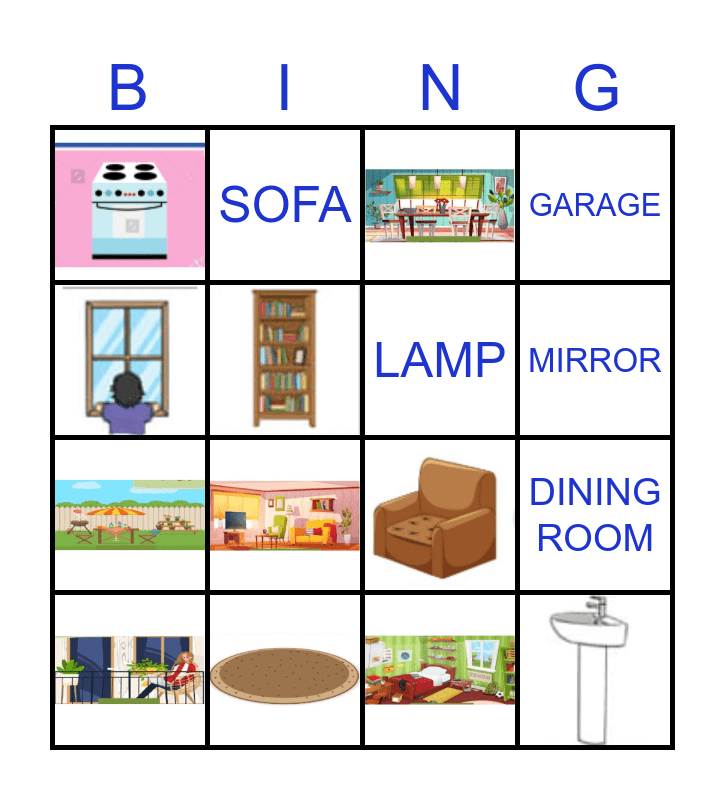 House and objects Bingo Card