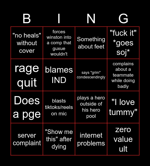 Dexter Bingo Card