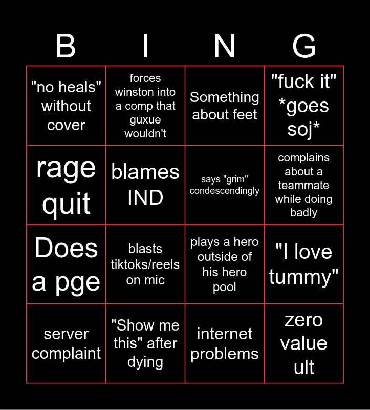 Dexter Bingo Card