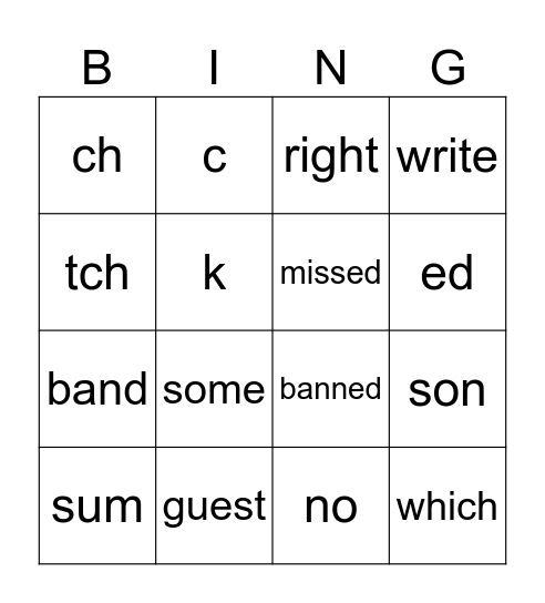 Fundations BINGO (Units 1 and 2) Bingo Card