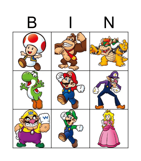 Super Mario Bingo Card