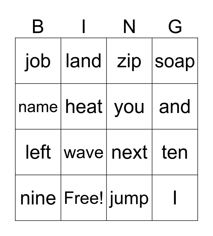 Scars Bingo Card