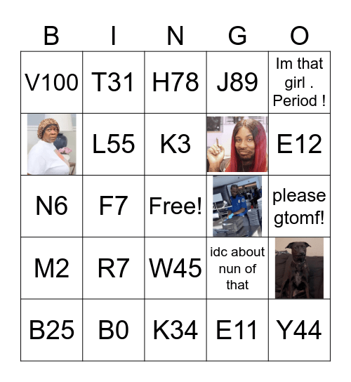 HOOD BINGO Card