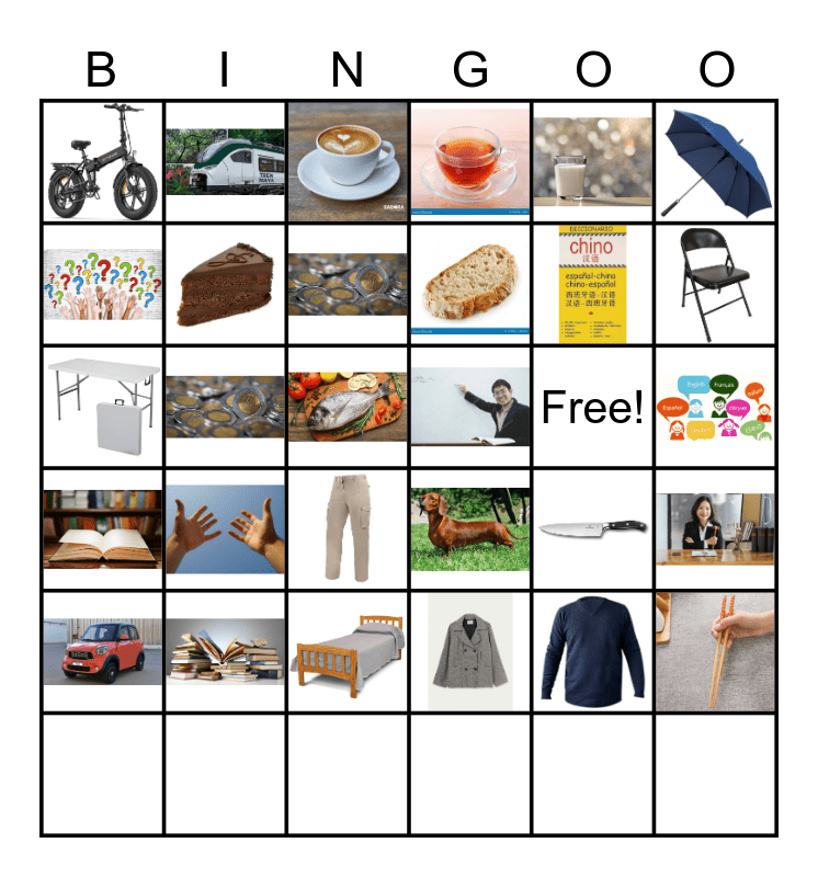 Objetos- Clasificadores Bingo Card