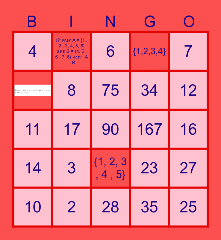 Bingo Set Bingo Card