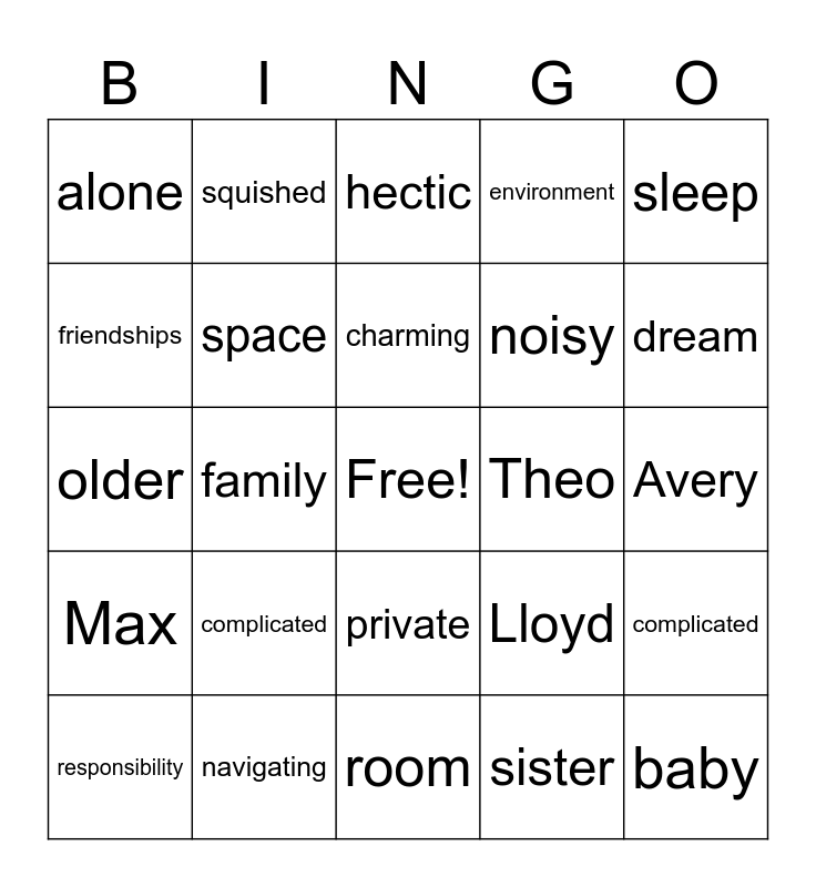 Squished Bingo Card