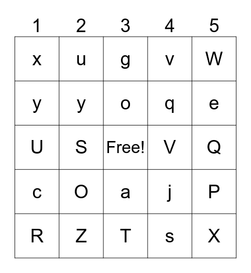 Les Lettres d'Alphabet Français Bingo Card