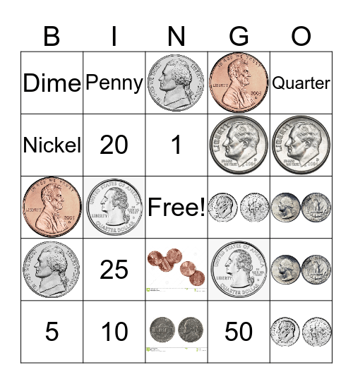 Coins Bingo Card