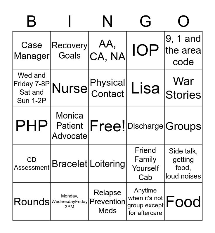DETOX BINGO Card