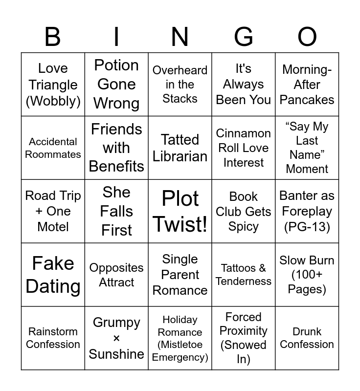 Book Trope Bingo — After Dark Edition Bingo Card