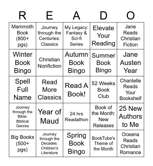2025 Reading Challenge Bingo Card
