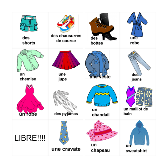 Les Vetements WITH IMAGES Bingo Card