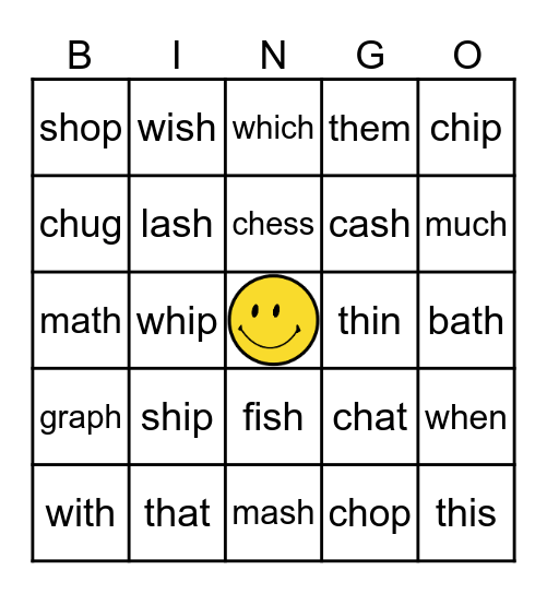 Digraph BINGO Card