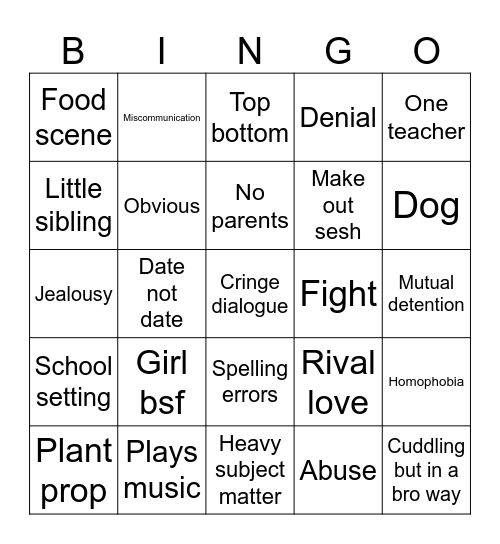Bl gacha Bingo Bingo Card